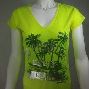 surf style | Tops | Neon Yellow Womens Graphic Tshirt Large | Poshmark